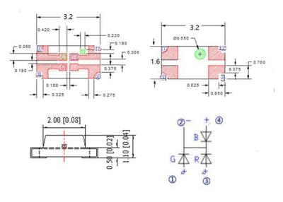 China 1206 Smd Rgb Triple Color SMD LED Diode Light Super Bright Water Clear Lens Type for sale