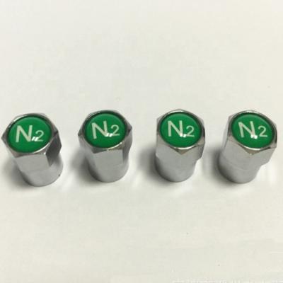 China Replace/Repair Purpose Green N2 Nitrogen Logo Seal Chrome-Plated Tire Valve Stem Caps for Universal Car Fitment for sale