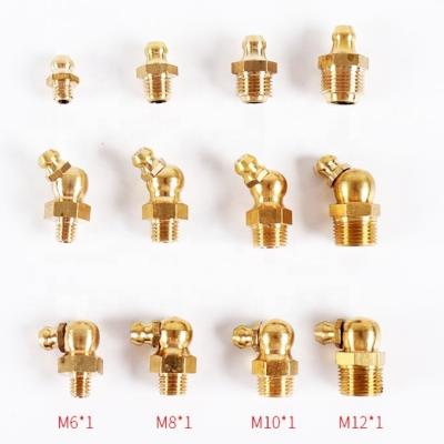 China High Temperature Resistant Brass M8 M10 M6 5/16-24 1/4-19 1/4-28 Grease Zerk Nipple Fitting for Industrial Applications for sale