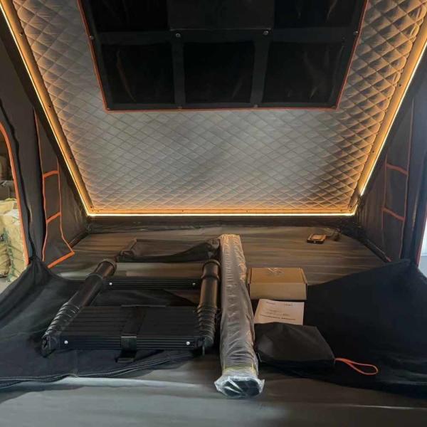 Quality Outdoor Hard Shell Triangle Rooftop Tent With 210*145*150cm Open Size for sale