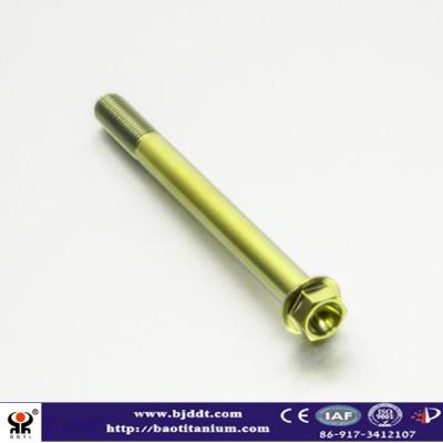 China Titanium alloy screws BOLT GR5 TC4 DIN6921 M10 x 30 flange head for bike yellow color for sale