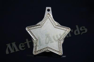 China Medalha de estrela de prata vazia, medalhas gravadas laser com chapeamento de prata Recessed inserção à venda