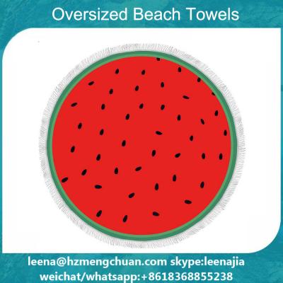 China printed round beach towel with tassel for sale