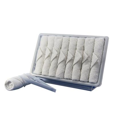 China 100% Cotton White Airline Roll Hot Towels High Quality Airlines Disposable Face Towel Cleaning Towels for sale