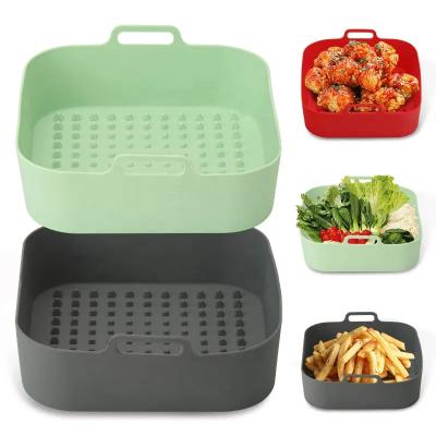 China 2023 New Foldable High-Temperature Resistant Dual-Use Big Pot Round Silicone Reusable Air Fryer Liner For Air Fryer for sale