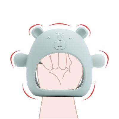 China Silicon Teething Mitten Toy Animal Custom Silicone Chewable Toys Cute Bear Silicone Baby Gloves Soothing Teether for sale