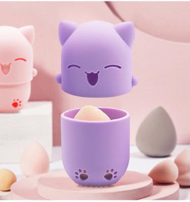 China Cartoon Silicone Beauty Cosmetic Puff Storage Portable Dustproof Beauty Egg Shelf Box Makeup Make Up Sponge Holder for sale