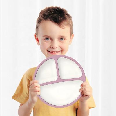 China Wellfine Custom Silicone Baby Plates with Suction Cup for Kids Babys Feeding with Lid and Bowls Set Kids Dining Tablewar for sale
