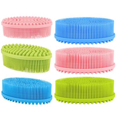 China Skin-Friendly Upgrade 2 In 1 Silicone Shower Exfoliating Body Scrubber Massager Shampoo Bath Brush Cleaner for sale