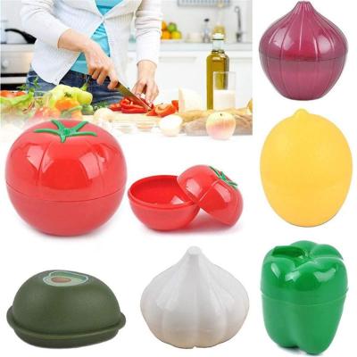 China Plastic Keep Fresh Storage Box Fruit Shape Crisper Food Containers Onion Lemon Tomatoes Green Pepper Shaped for sale