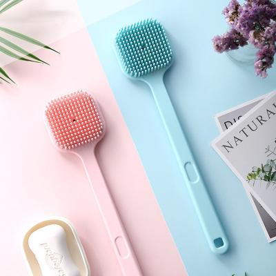 China Bathroom Body Scrubber Long handle silicone double-sided body massage bath brush Body Cleaning skin Massage for sale