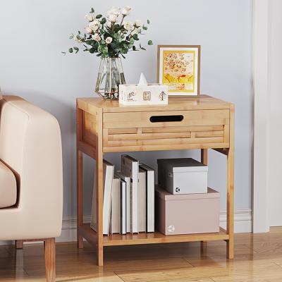 China Modern Vintage Nightstand with Rustic Bamboo Drawer Farmhouse Bed Side Table for Living Room Couch End Table for Bedroom Storage for sale