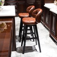 Quality High Stool Household Chair Bar Solid Wood Light Luxury Modern Simple for sale