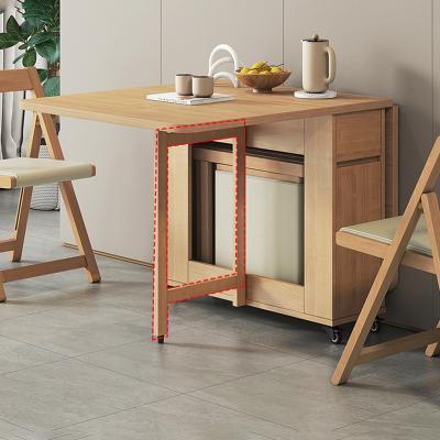 China Solid Wood Multifunctional Folding Dining Table Nordic Telescopic Desk Apartment Rectangular Combination for sale