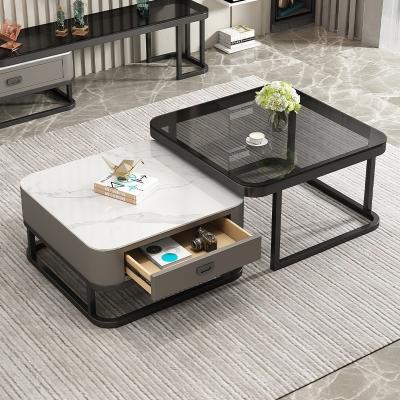 China Modern 2-Tier Rectangle Coffee Table Minimalist Style Side Tea for Living Room Center for Apartment Use for sale