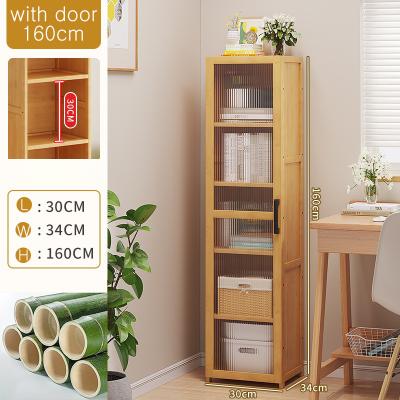 China Modern Simple Storage Bookcase Door Bamboo Bookshelf Cabinet for Living Room Bedroom Floor-to-Ceiling Home Furniture Apartment for sale