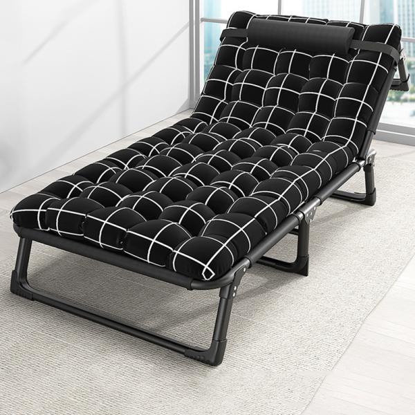 Quality Camping Cot for Sleeping With Mattress, Folding Bed Chaise Louges, Lunch Rest in Office, Portable Reclining Chair Outdoor for sale