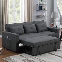 Quality Modern Single Pull-Out Sofa Bed with Side Storage Pocket Adjustable Metal Frame for sale