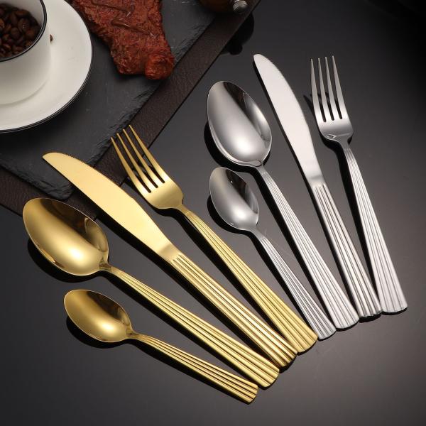Quality Casa Luna Golden Cutlery Set Stainless Steel 18/10 Inoxidable Flatware 24pc Golden Plated Inoxidable 18/10 Flatware for sale