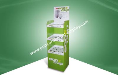 China Varnishing Or Calendaring Three Shelf Cardboard Pop Displays Used In Eco-Mugs / Cups for sale