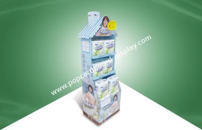 China Eye Catching Cardboard Product POP Corrugated Floor Displays For Kitchen Tissue With UV Coating for sale