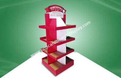 China Red Eco-friendly Corrugated Four Face Free Standing Display Units With Four Shelf for sale
