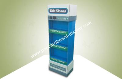 China Double Face Show Three Shelf POS Cardboard Displays Sell Cleaning Products With Gloss Lamination for sale