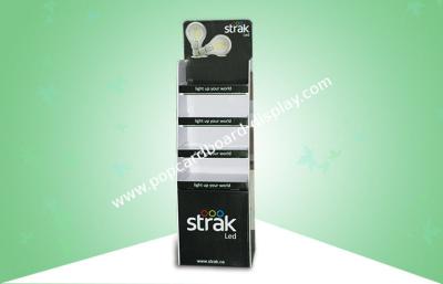 China Black Four Shelf Durable Point Of Sale Cardboard Displays For Bulb With Glossy Lamination for sale