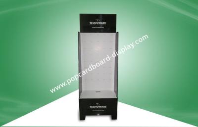 China Black POP Cardboard Display Stands With Metal Hooks For Pomoting Electronic Products for sale