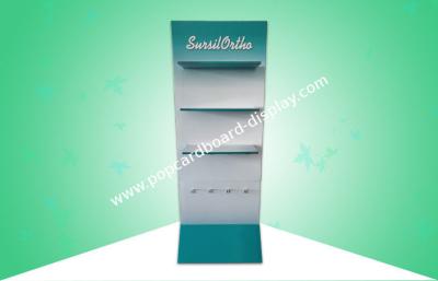 China Metal Hooks Cardboard Floor Display Stands / Cardboard Merchandising Displays With Glossy Lamination for sale