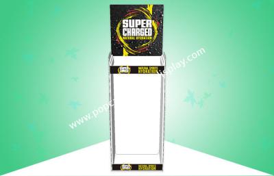 China Easy-assembly Cardboard Floor Display Stands With Two Shelves for Selling Drinks With Gloss Lamination for sale