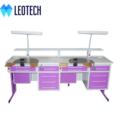Cina Extended Double Dental Technician Bench Superficie in acciaio doppia rimozione della polvere colore personalizzato in vendita