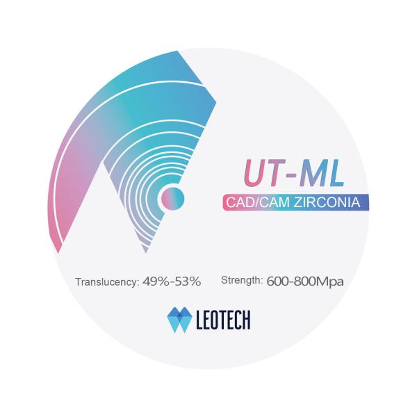 Quality Dental Zirconia Blank UT-ML Grade 600-800MPa Strength & 49-53% Translucency for for sale