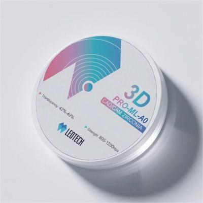 China 3D-afdrukbare Zirconia schijf 42-49% Translucentie Al2O3 < 0,15% Reinheid 0 Cytotoxiciteit Te koop