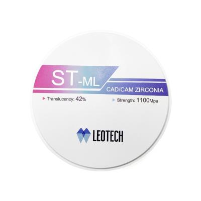 China ST-ML Multi-Layer Zirconia Block , 1100MPa Strength , 16 Shades for Posterior Dental Crowns for sale