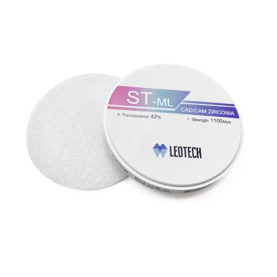 China ST-ML Multi-Layer Zirconia Block , 1100MPa Strength , 16 Shades for Posterior Dental Crowns for sale