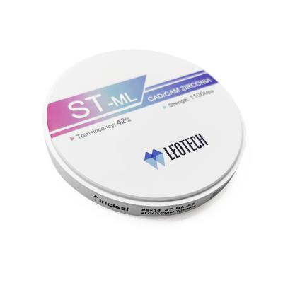 China ST-ML Multi-Layer Zirconia Block , 1100MPa Strength , 16 Shades for Posterior Dental Crowns for sale