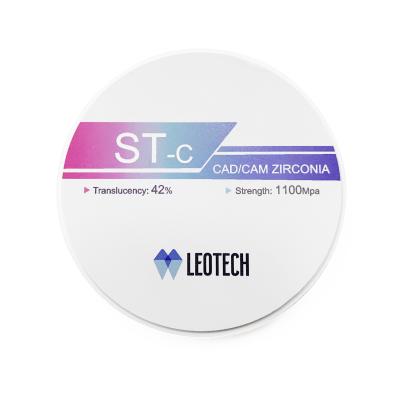 China ST-C Bloque de zirconia monolítico, resistencia 1100MPa, 16 opciones de sombreado para coronas dentales de contorno completo en venta