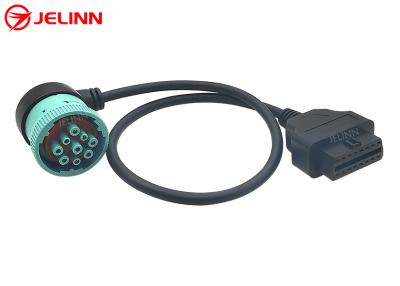 China Rechte hoek Groen J1939 Deutsch 9-speld Wijfje aan J1962 OBD2 16 Pin Female Cable Te koop