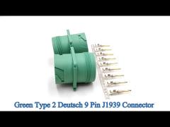 Deutsch Green Type 2 Square Flange J1939 Round 9 Pin Connector HD10-9-1939P-P080
