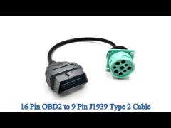 16 Pin OBD2 to 9 Pin J1939 Type 2 Cable