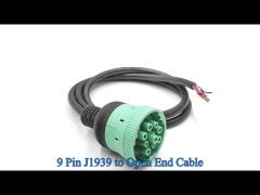 Verde J1939 9pin para cabo de cauda de porco de ponta aberta