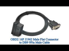 J1962 Right Angle OBD 2 OBD2 16 Pin to RS232 DB9 Connector Cable