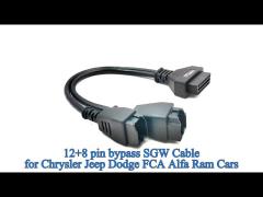 12 8pin Jeep Compass OBD Car Cable 12+8 Pin Bypass Security Gateway SGW Arnês de fio para Chrysler Jeep Dodge RAM FCA Alfa Fiat