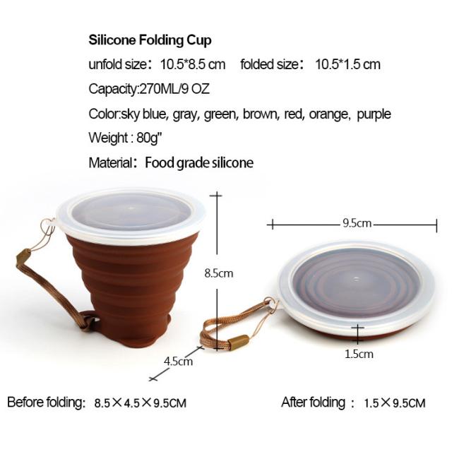 270ml folding silicone cup showing expanded state