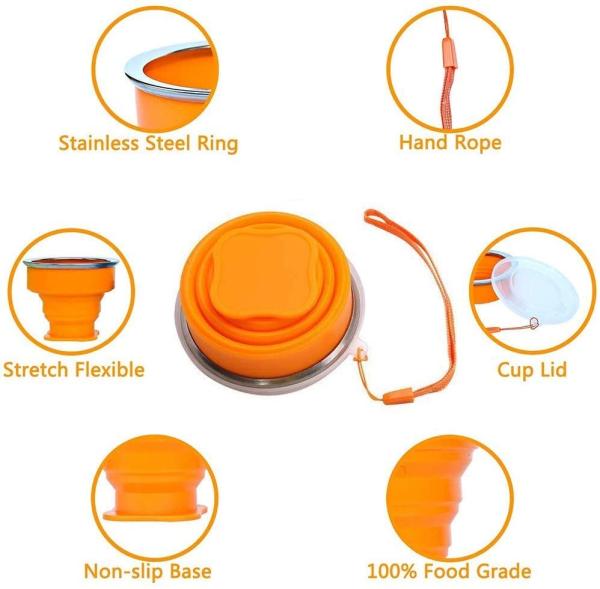 Quality Customized Silicone Collapsible Cup Portable Coffee Travel Cups 200ml for sale