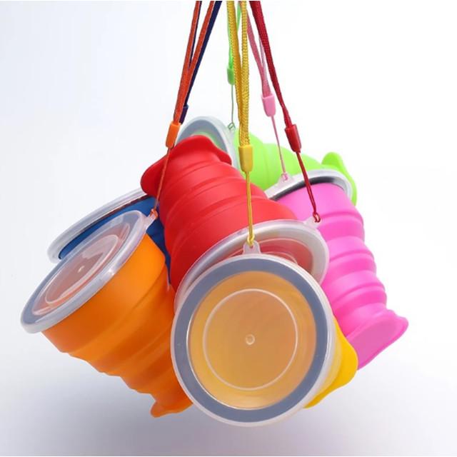 Customized silicone collapsible cup showing folded and unfolded states