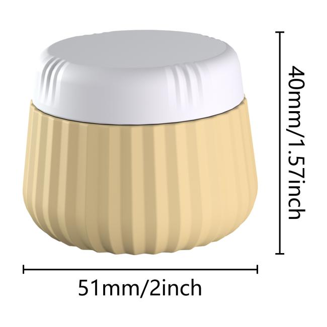 Top view of travel container showing wide mouth opening