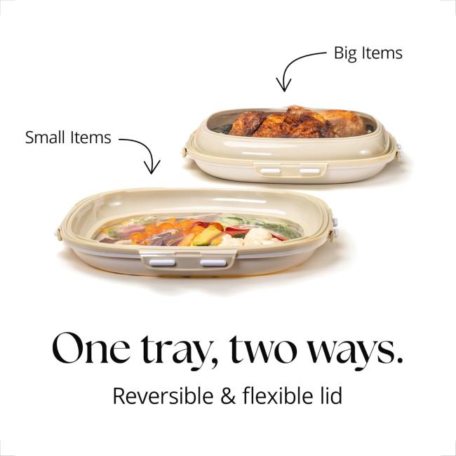 Food tray with transparent stretched film