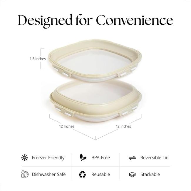 Square food storage tray in kitchen setting